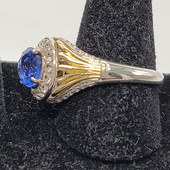 HSN | Jewelry | Hsn 925 Two Tone Ring With Blue Center Blue Stone ...